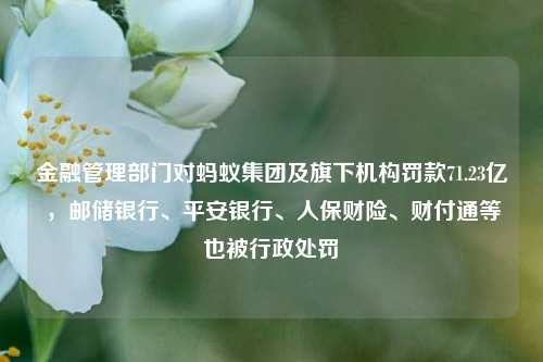 金融管理部门对蚂蚁集团及旗下机构罚款7123亿,邮储银行、平安银行、人保财险、财付通等也被行政处罚昆明个人借钱昆明小额贷款公司